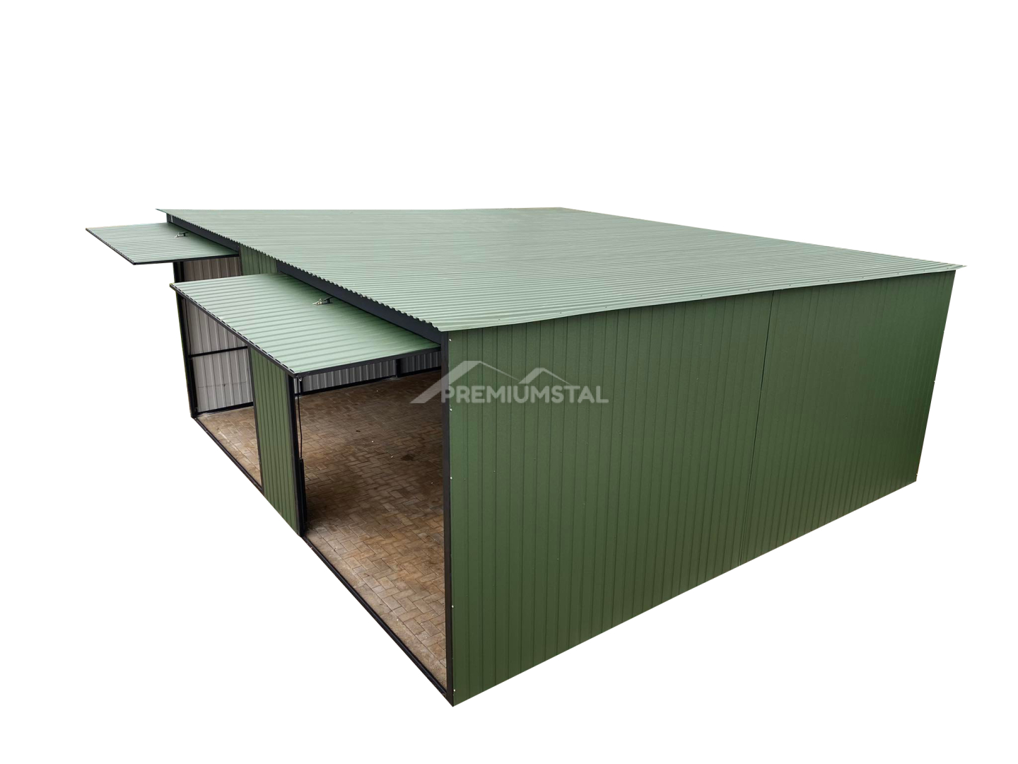 Garaż dwustanowiskow, braż blaszany, blaszak, garaż zielony, zielony ...